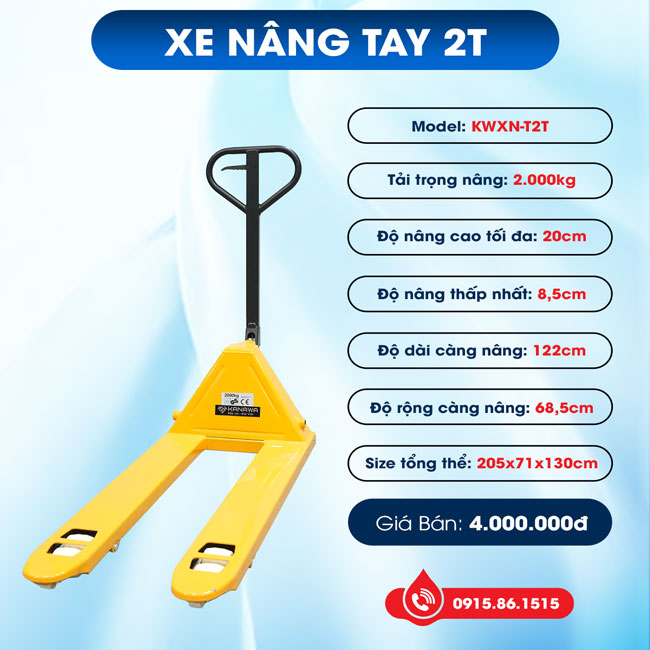 Xe nâng tay thấp (Pallet) 2 tấn P2000 - Kanawa
